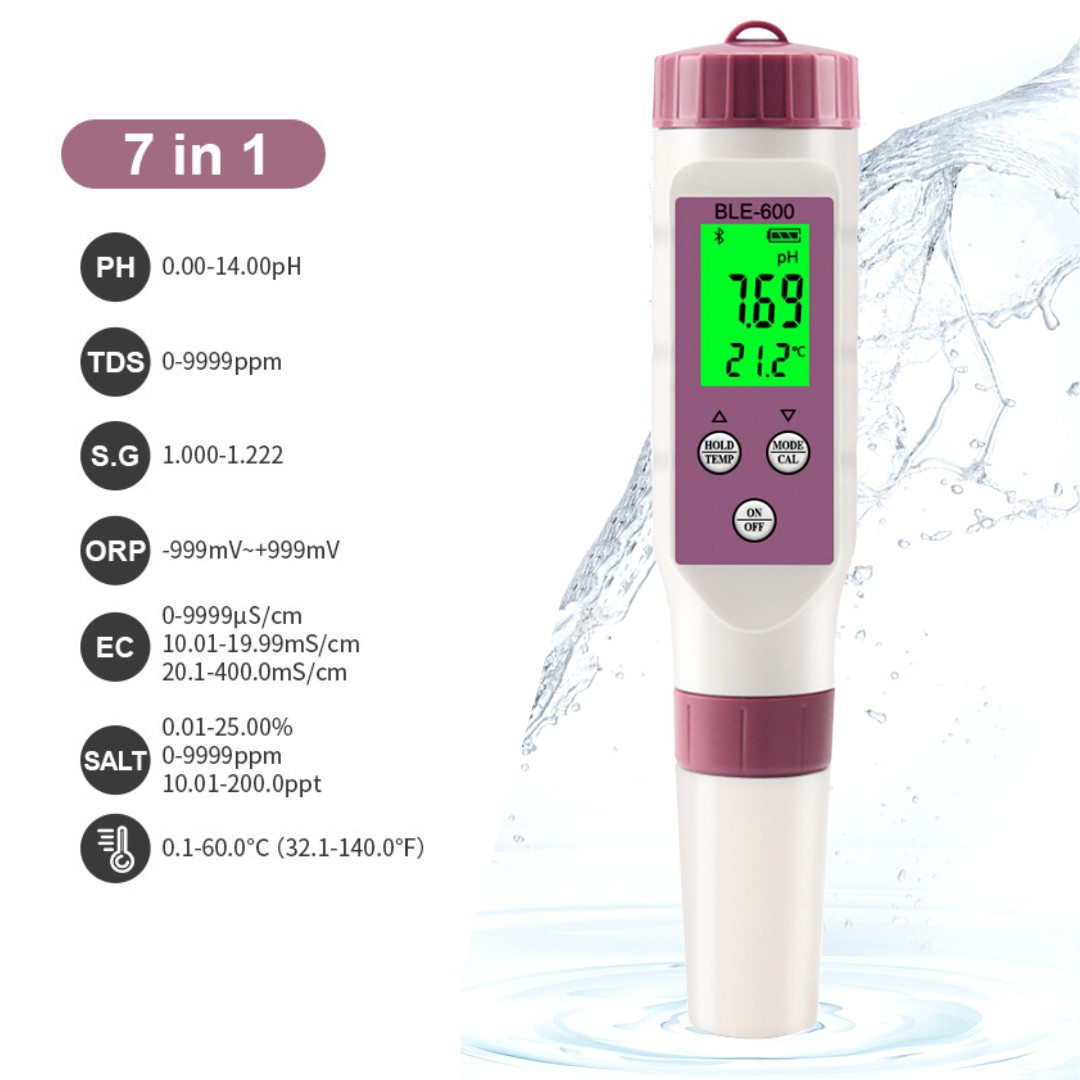Medidor 7 En 1 Inteligente Ph Tds Ec Orp Salinidad Bluetooth Impormel